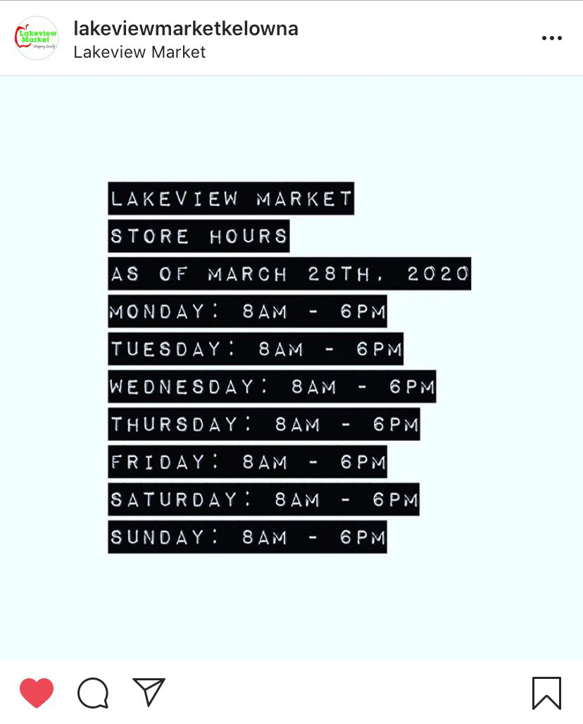 Our New Hours - Lakeview Market